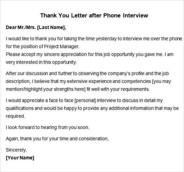 Sample Thank You Letter After Interview Letter Thank You For