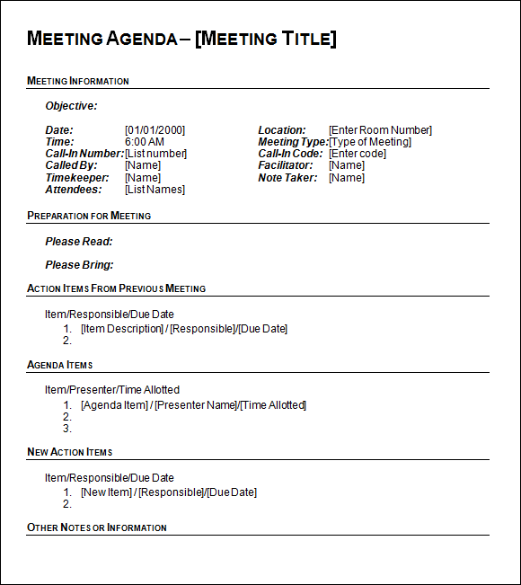 Agenda Template 12 Download Free Documents In PDF Word Sample 