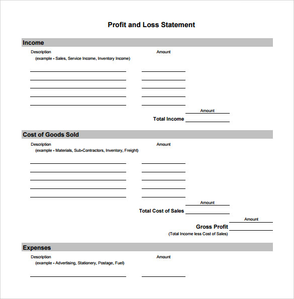 Profit And Loss Template 20 Download Free Documents In PDF Word