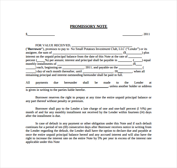 Promissory Note 22 Download Free Documents In PDF Word