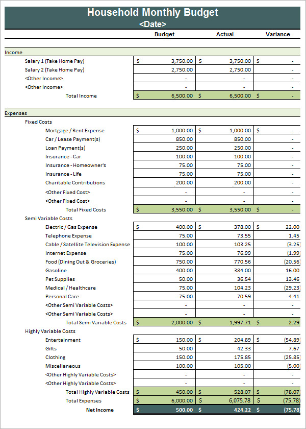 Household Budget Template 8 Download Free Documents In PDF Word Excel