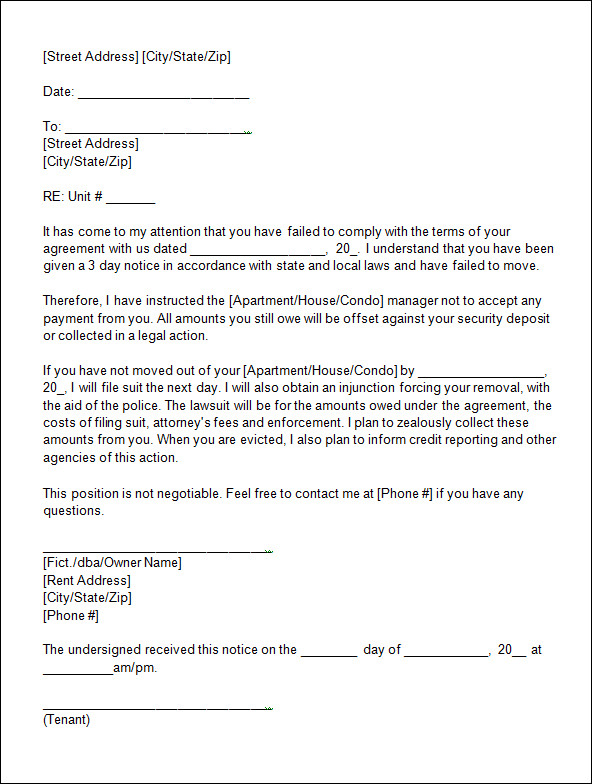 Sample Eviction Notice Template 12 Free Documents In PDF Word
