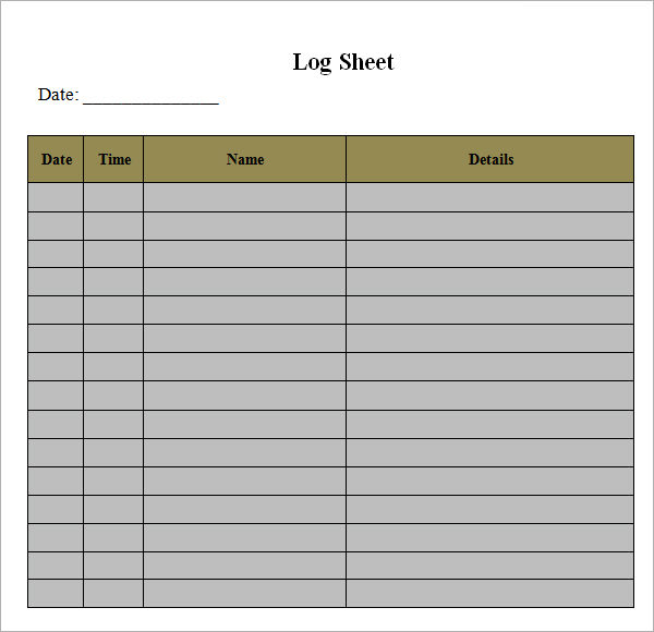 Log Sheet Template 9 Download Free Documents In PDF Word Excel
