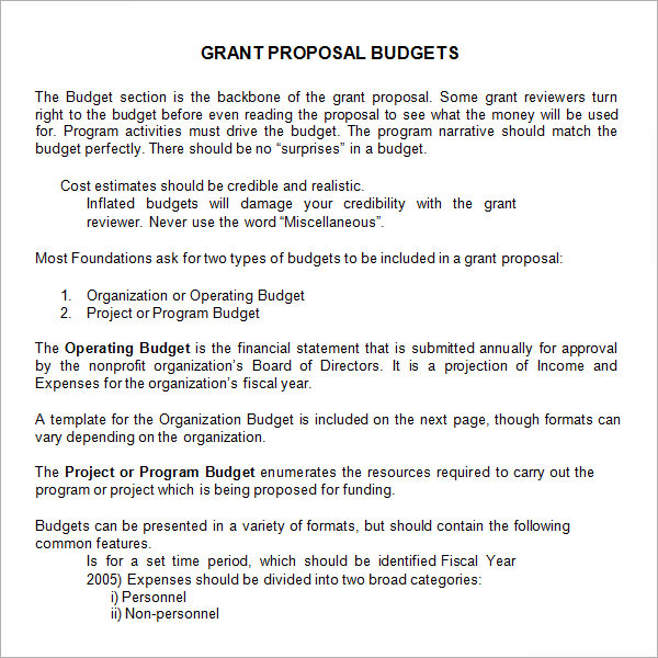 Grant Proposal Template 9 Download Free Documents In PDF Word RTF