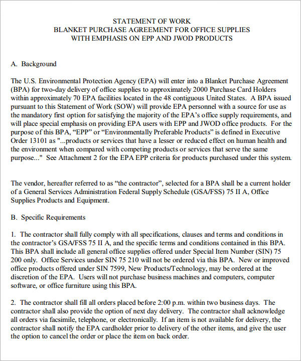 Statement Of Work Template 12 Download Documents In PDF