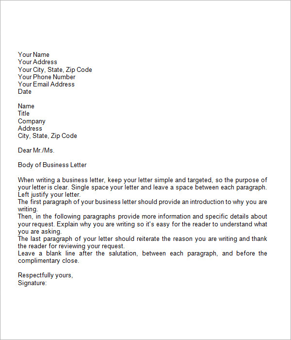 7 Business Letter Sample