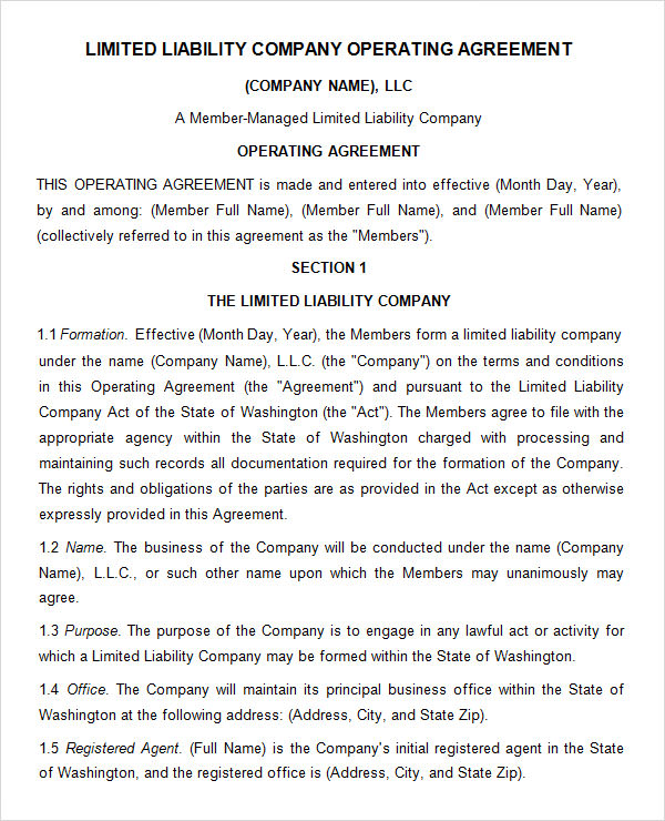 Operating Agreement 7 Free PDF DOC Download