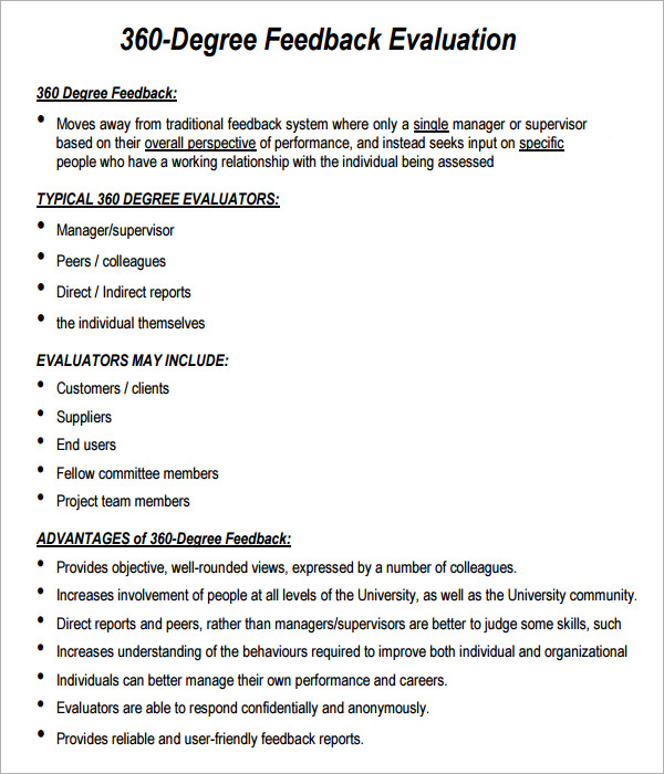 360 Evaluation 6 Free Download For PDF Sample Templates