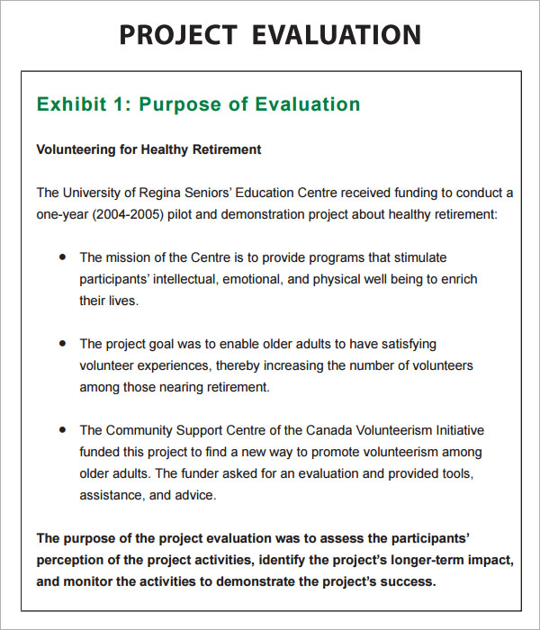 Project Evaluation 9 Download Free Documents In PDF