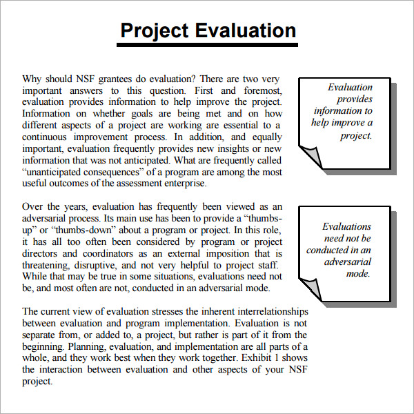 Project Evaluation 9 Download Free Documents In PDF