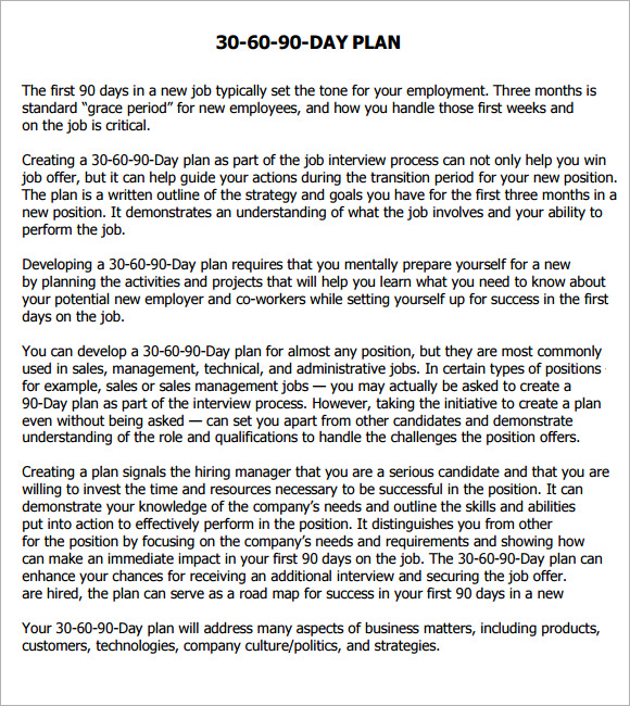 30 60 90 Day Plan Template 7 Free Download For PDF