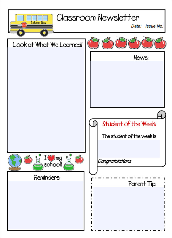 Classroom Newsletter Template Word Free Free Printable Templates