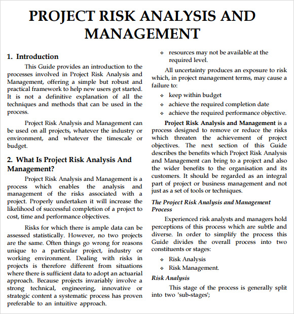 Risk Analysis Template 10 Download Free Documents In PDF Word Excel