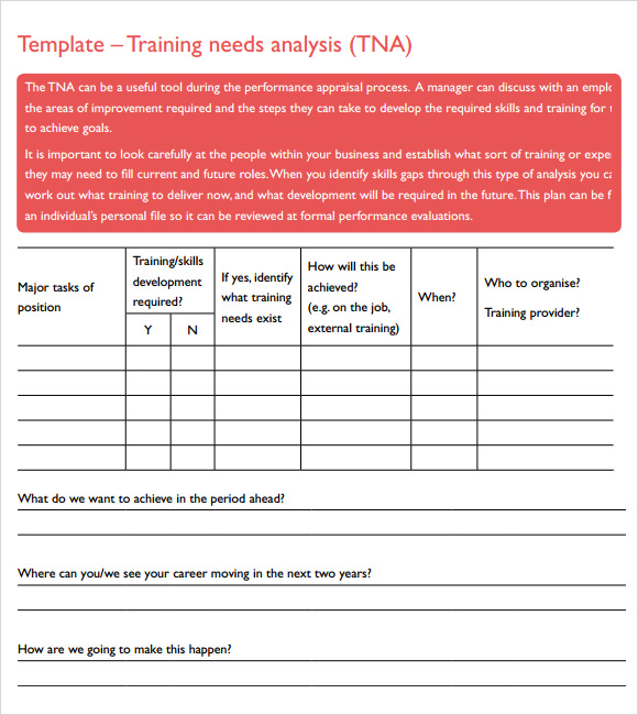 Training Needs Analysis Template 14 Download Documents In PDF Word