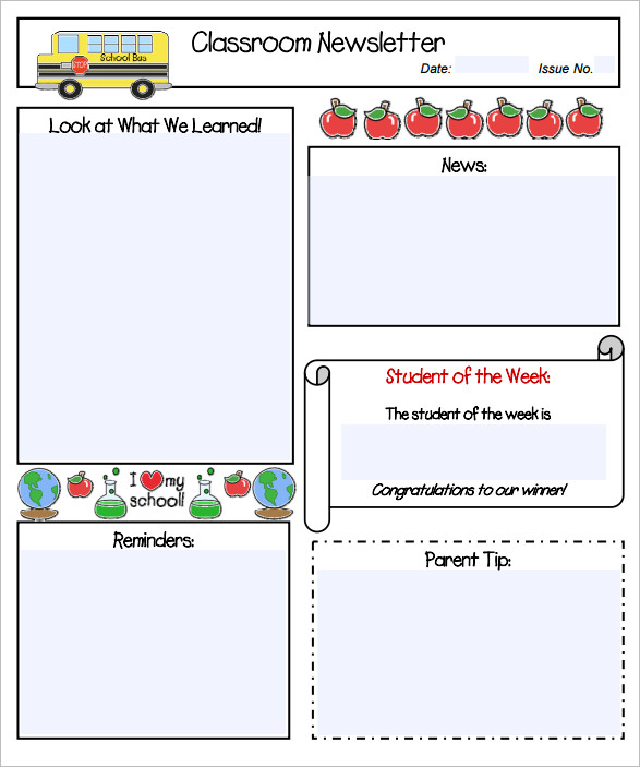 Free Printable Newsletter Template For Kindergarten Printable Templates
