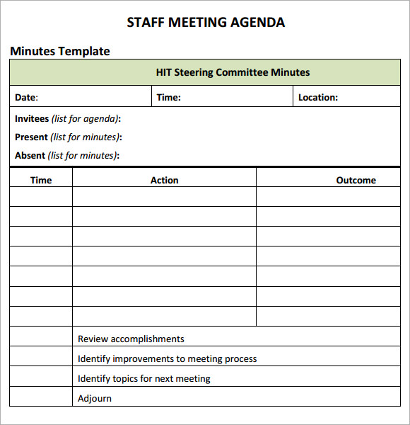 Staff Meeting Agenda 7 Free Download For PDF