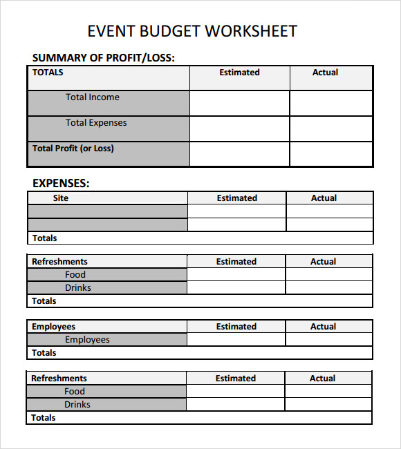 Sample Event Budget Template 6 Free Documents Download In Word PDF