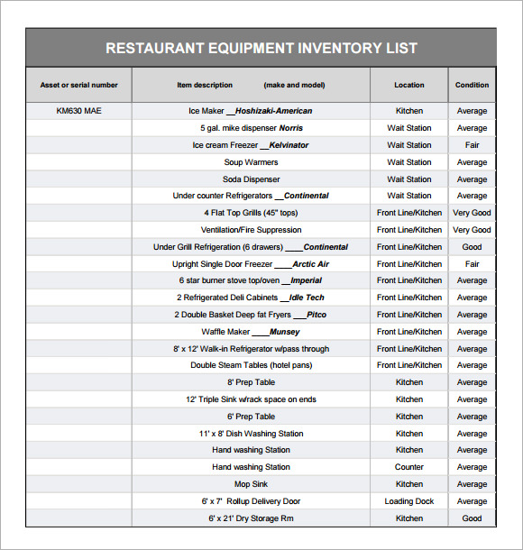 Restaurant Inventory Template 6 Download Free Documents In PDF
