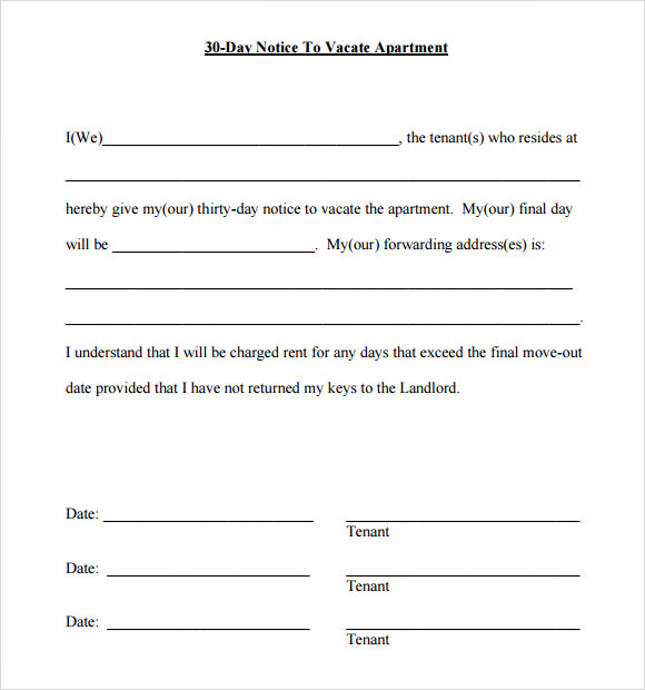 30 Day Notice Template 9 Download Free Documents In PDF Word
