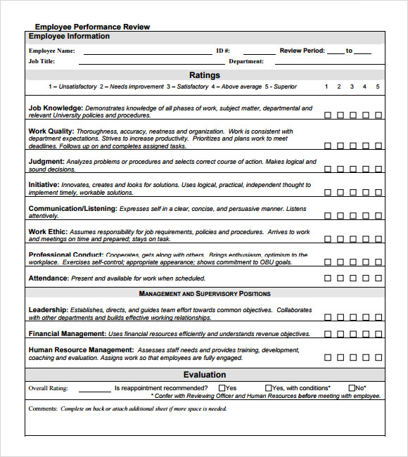 15 Sample Performance Review Template Sampletemplatess Vrogue