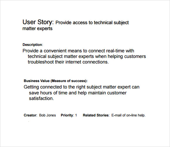 User Story Template 9 Download Free Documents In PDF Word Excel