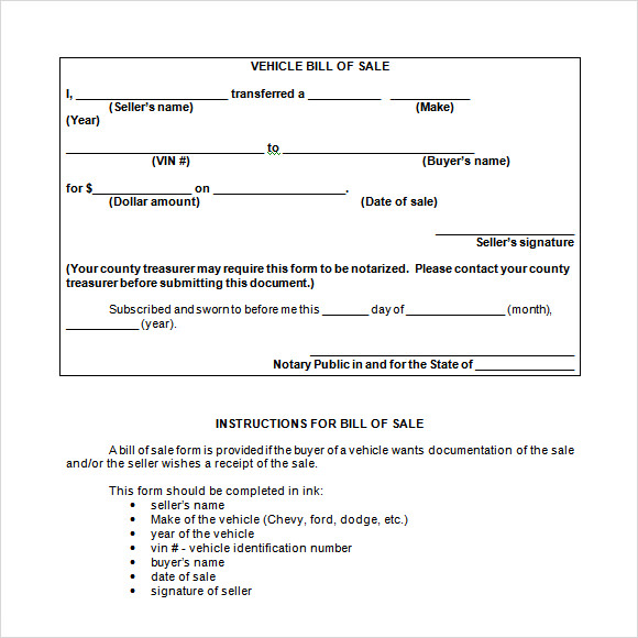 Vehicle Bill Of Sale Template 14 Download Free Documents In PDF Word