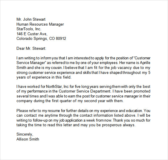 Application Letter 9 Free Samples Examples Format