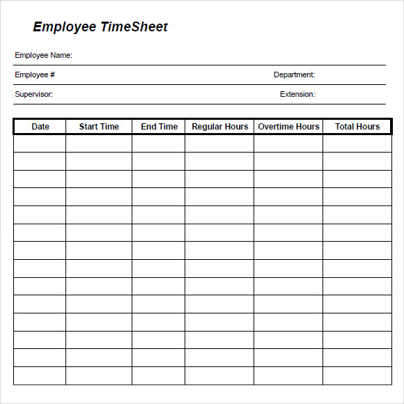 7 Daily Timesheet Templates Free Sample Example Format