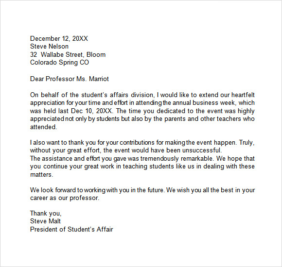 Appreciation Letter 9 Free Samples Examples Format