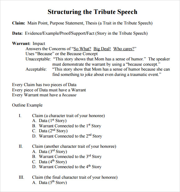 Sample Tribute Speech Examples 8 Free Documents In PDF