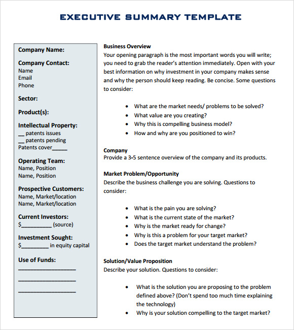 Executive Summary Template 14 Download Documents In PDF Word Excel
