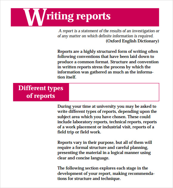 Types Of Report Writing Pdf