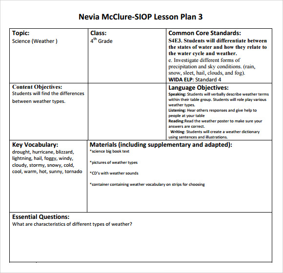 8 SIOP Lesson Plan Templates Download Free Documents In PDF Word 