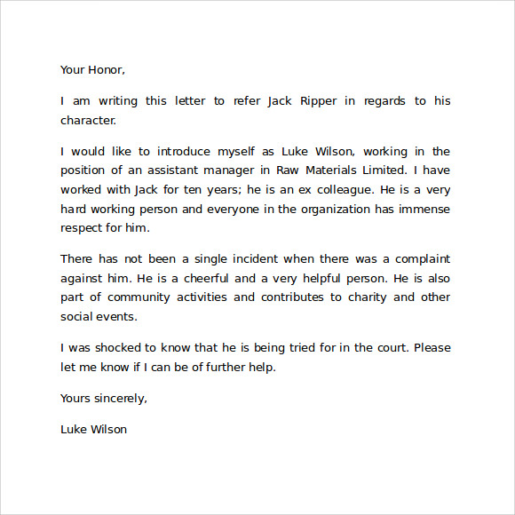 Character Reference Letter For Court 7 Download Free Documents In PDF 