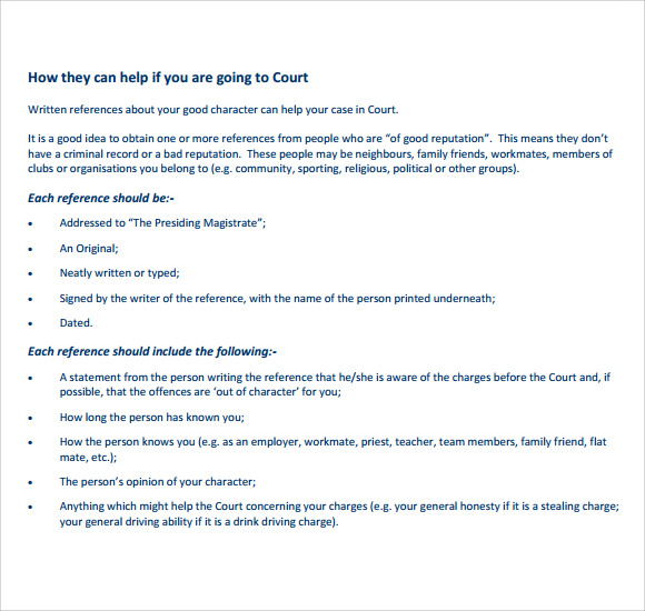 Character Reference Letter For Court 7 Download Free Documents In PDF 