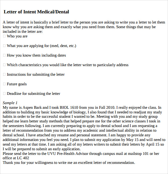 Letter Of Intent Medical School 7 Download Free Documents In PDF Word