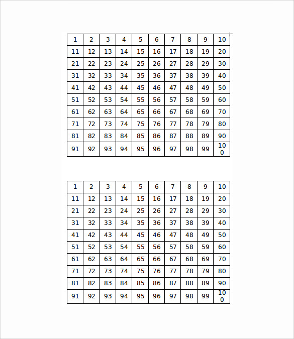 Number Word Form Chart