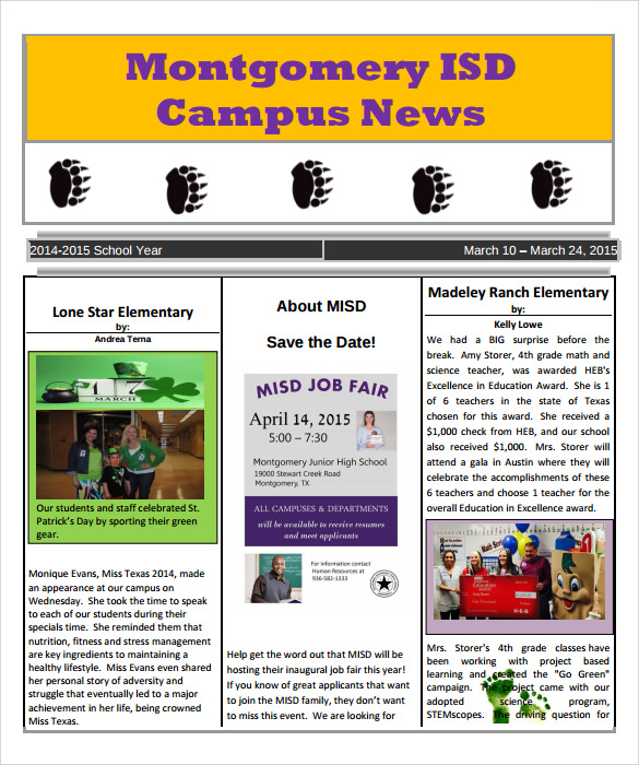 School Newspaper Template 7 Download Documents In PDF PSD Word 