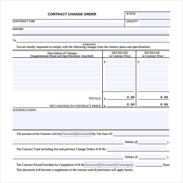 Change Order Template 11 Free Samples Examples Formats Change Order Template 11 Free Samples Examples Formats