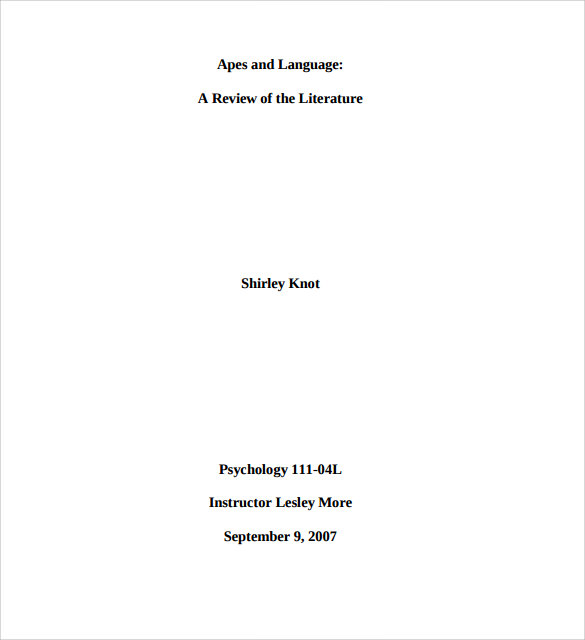 Example Of Title Page Mla