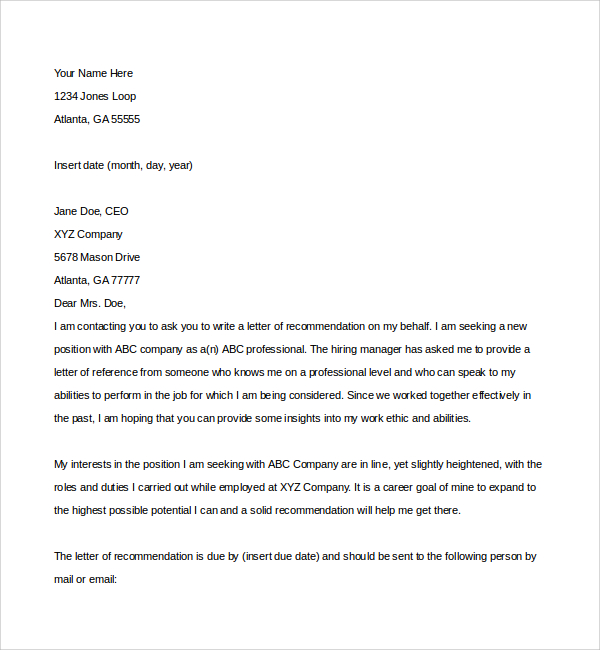 Sample Email Reference Letter Template 6 Free Documents In PDF Word