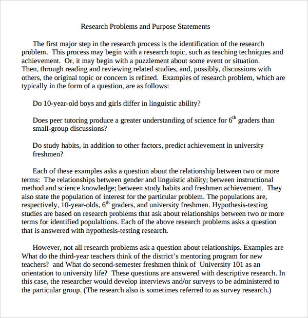 Sample Purpose Statement Template 9 Free Documents In PDF Word