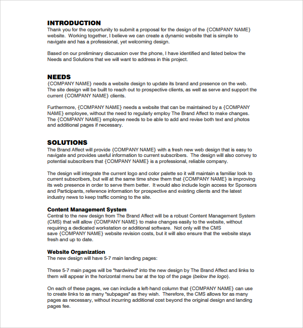 Sample Website Design Proposal Template 8 Free Documents In PDF