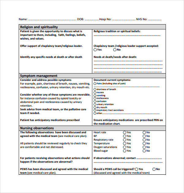 Sample Nursing Care Plan Template 8 Free Documents In PDF Word
