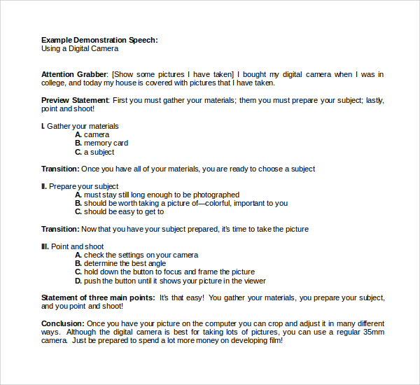 Sample Demonstration Speech Example Template 9 Free Documents In PDF 