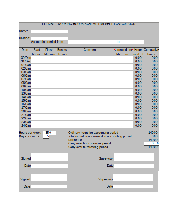  Sample Timesheet Calculator 19 Free Documents Download In Word PDF 