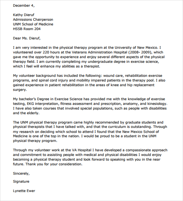 Physical Therapy Cover Letter Levelings