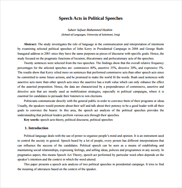 Sample Campaign Speech Example Template 7 Free Documents Download In 