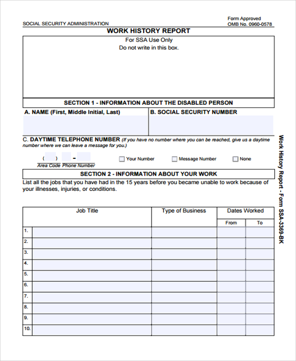 Sample Work History Template 9 Free Documents Download In PDF Word