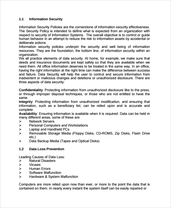 Sample IT Security Policy Template 9 Free Documents Download In Word 